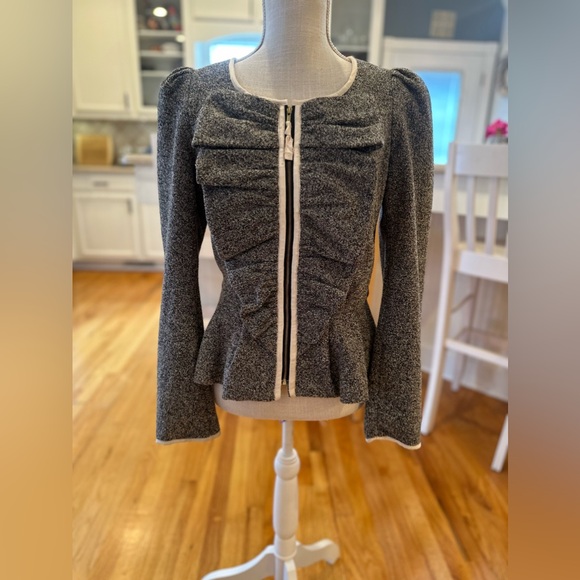 elevenses | Jackets & Coats | Elevenses Cream And Black Tweed Zippered ...